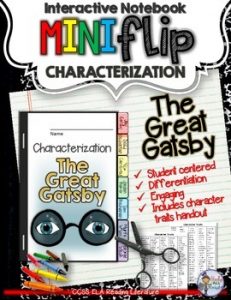 The Great Gatsby: Interactive Notebook Characterization Mini Flip ...