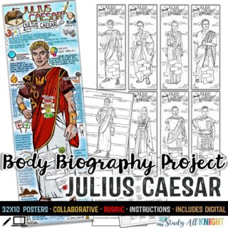 Julius Caesar Body Biography Project Bundle, For Print and Digital ...